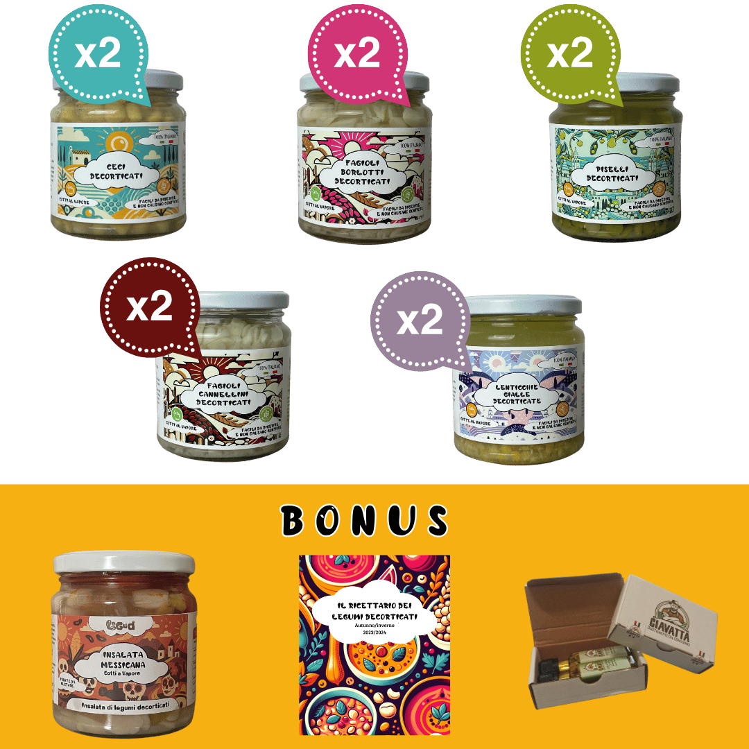10 Vasi di Legumi Decorticati Cotti a Vapore da 300 gr